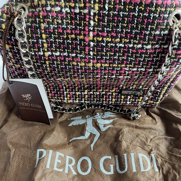 Piero Guidi | Bags | Piero Guidi Wool Tweed Blackpink Chain Bag | Poshmark